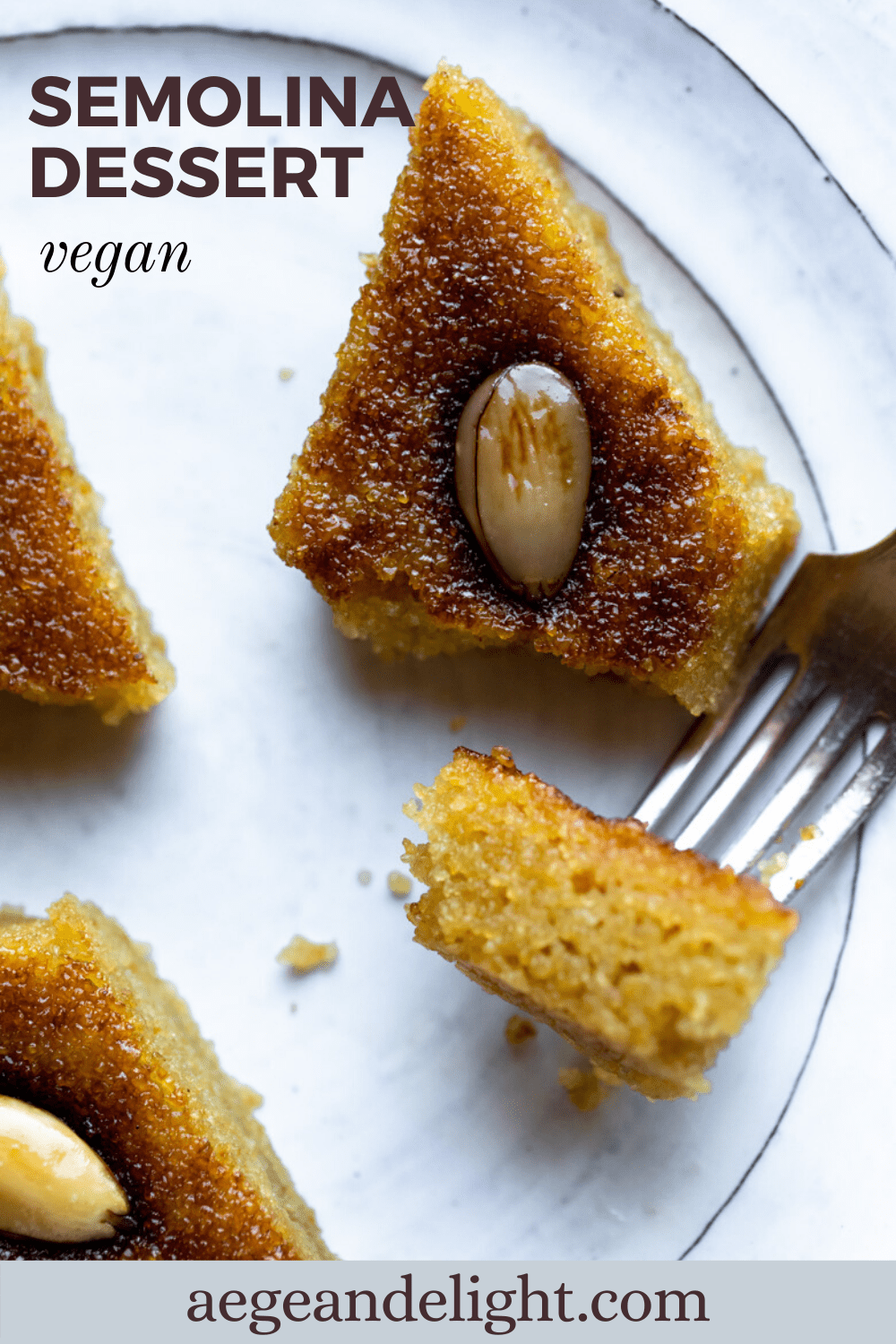 Vegan Semolina Cake with Almonds - Turkish Sambali | Aegean Delight