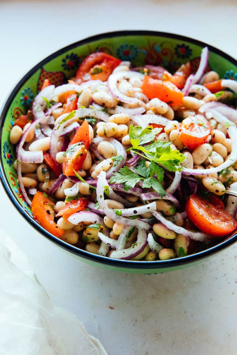 Mediterranean Bean Salad (Turkish Piyaz in 10 Minutes!) | Aegean Delight