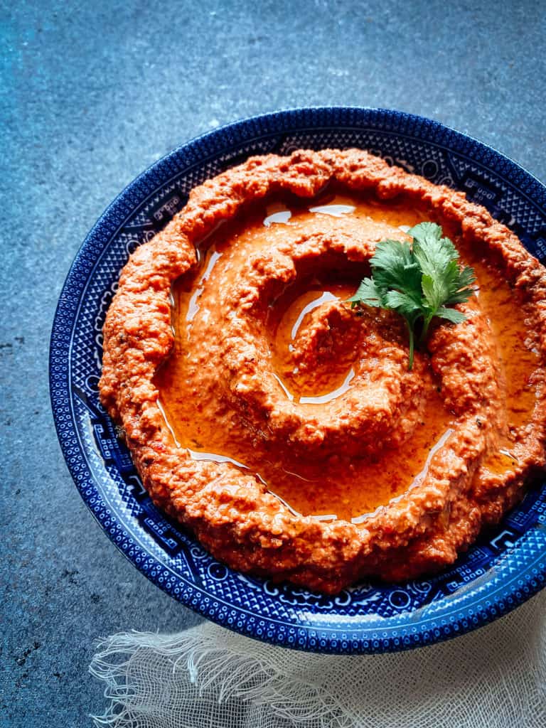 Muhammara Recipe - 10 Minute Spicy Red Pepper Dip | Aegean Delight