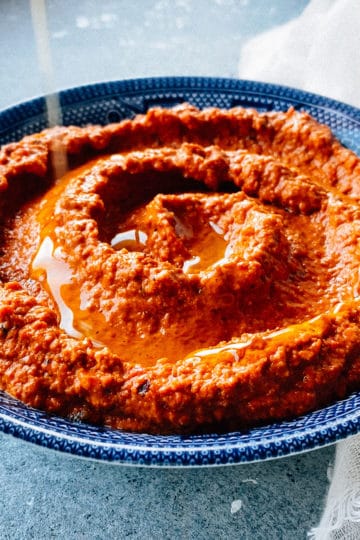 Muhammara Recipe - 10 Minute Spicy Red Pepper Dip | Aegean Delight